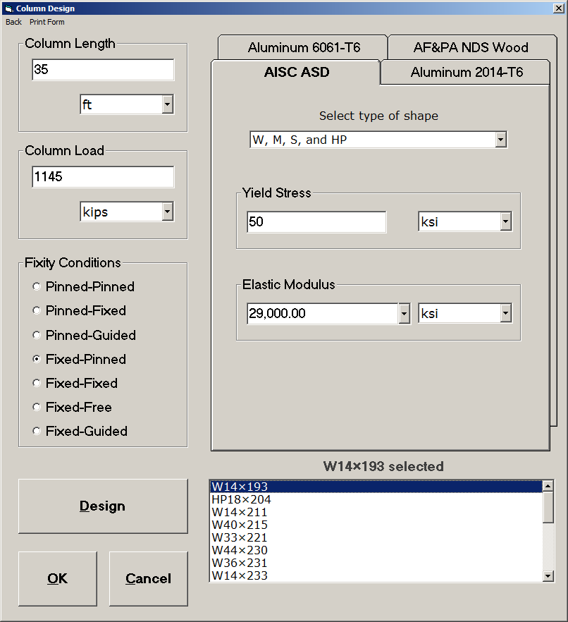 MDSolids: column design routine