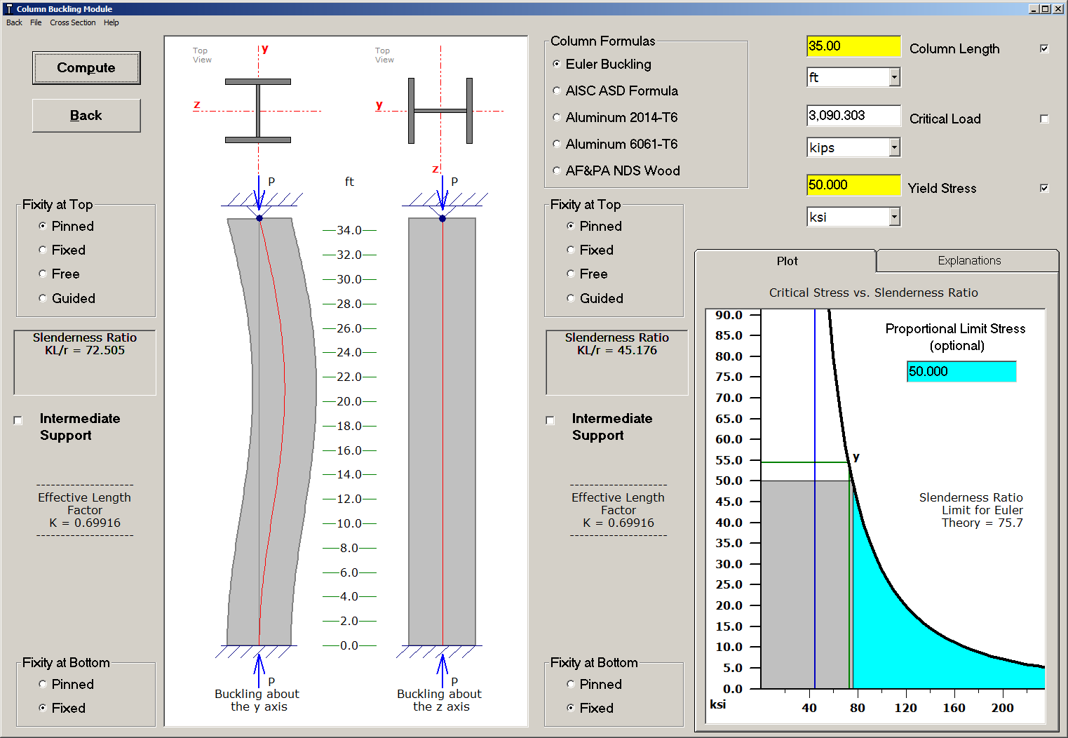 MDSolids: column buckling module