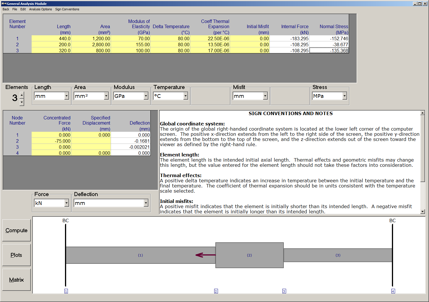 MDSolids: general analysis routine