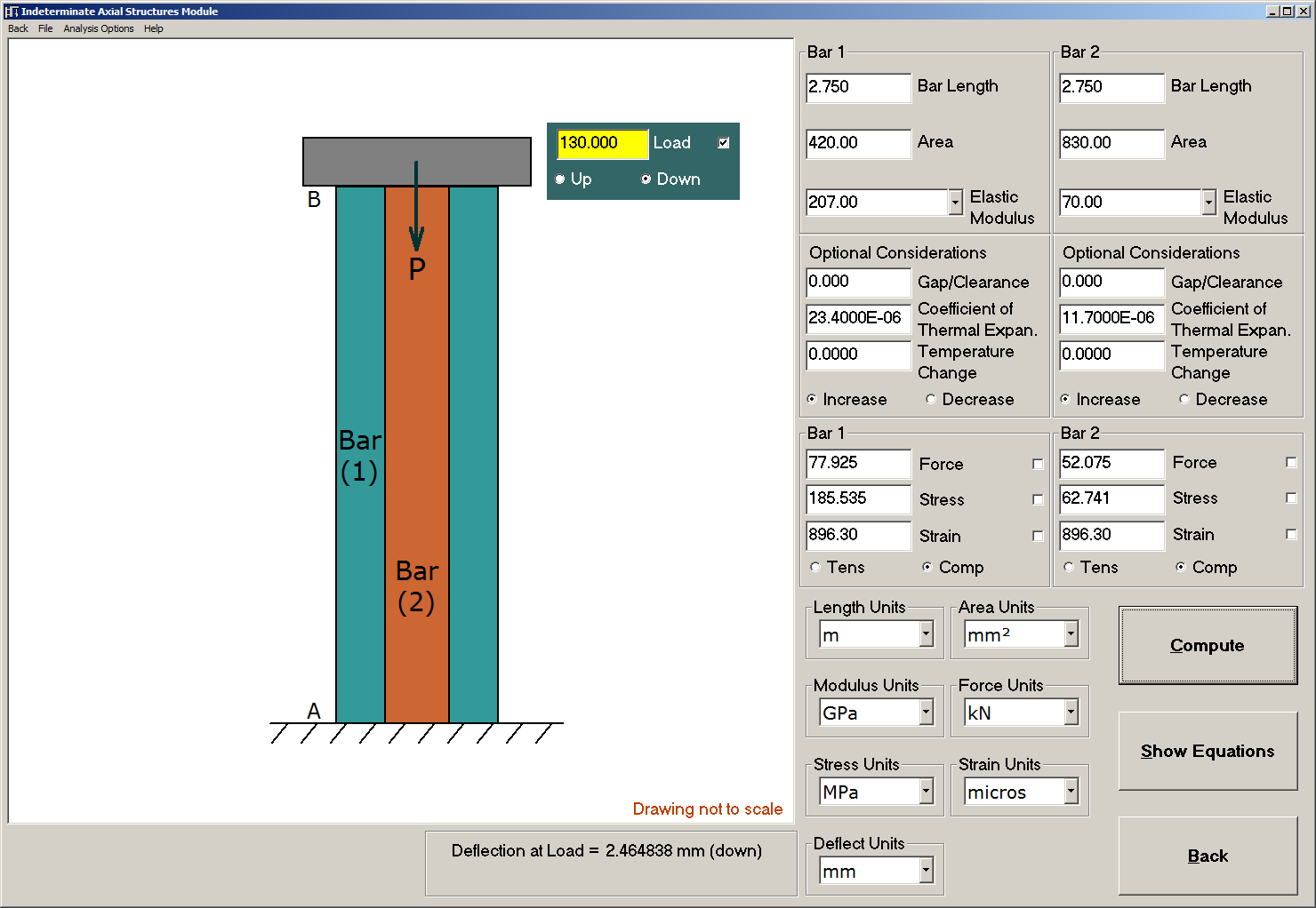 MDSolids Indeterminate Axial Module