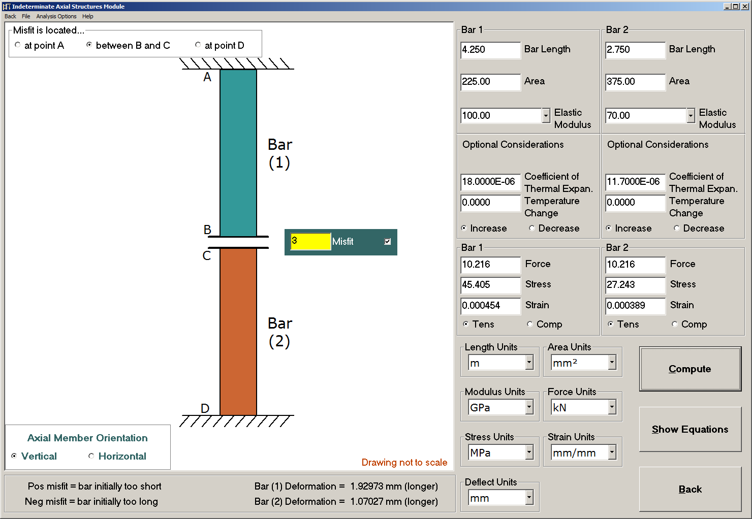 MDSolids Indeterminate Axial Module