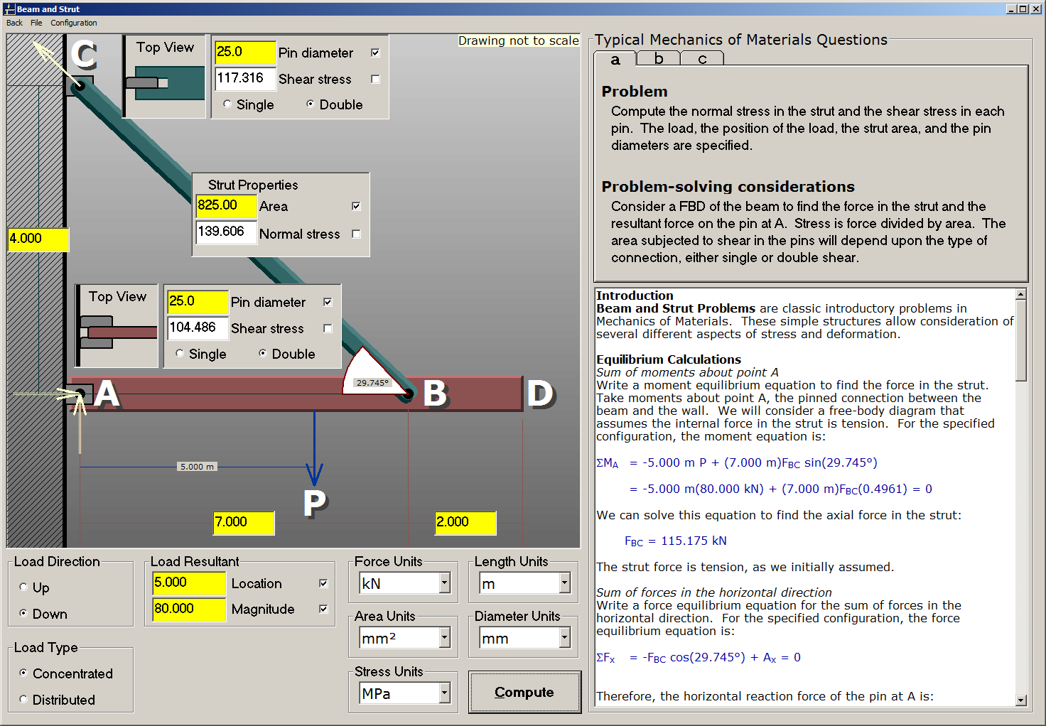 MDSolids: Problem Library Beam and Strut Module