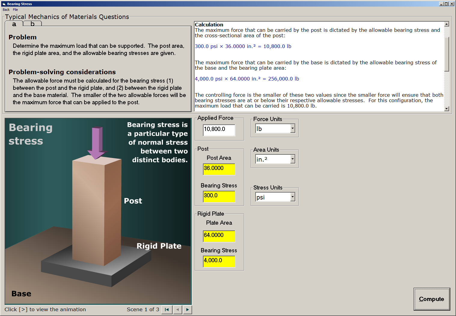 MDSolids: Problem Library Bearing Stress Module