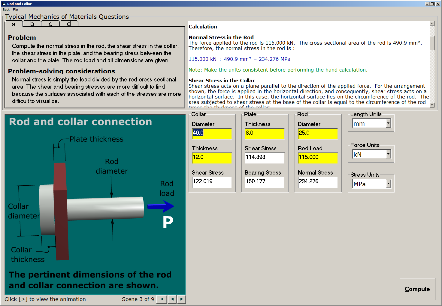 MDSolids: Problem Library Rod and Collar Module