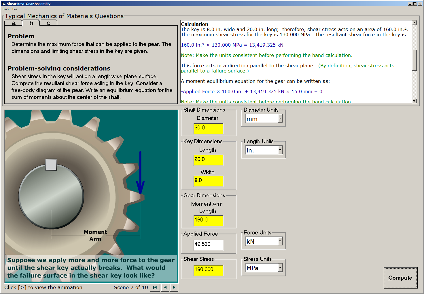 MDSolids: Problem Library Shear Key